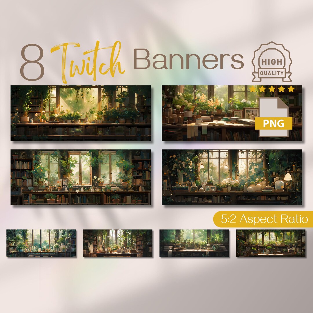 Studio Twitch Banner, Anime Stream Banner, Booklover Twitch Stream ...