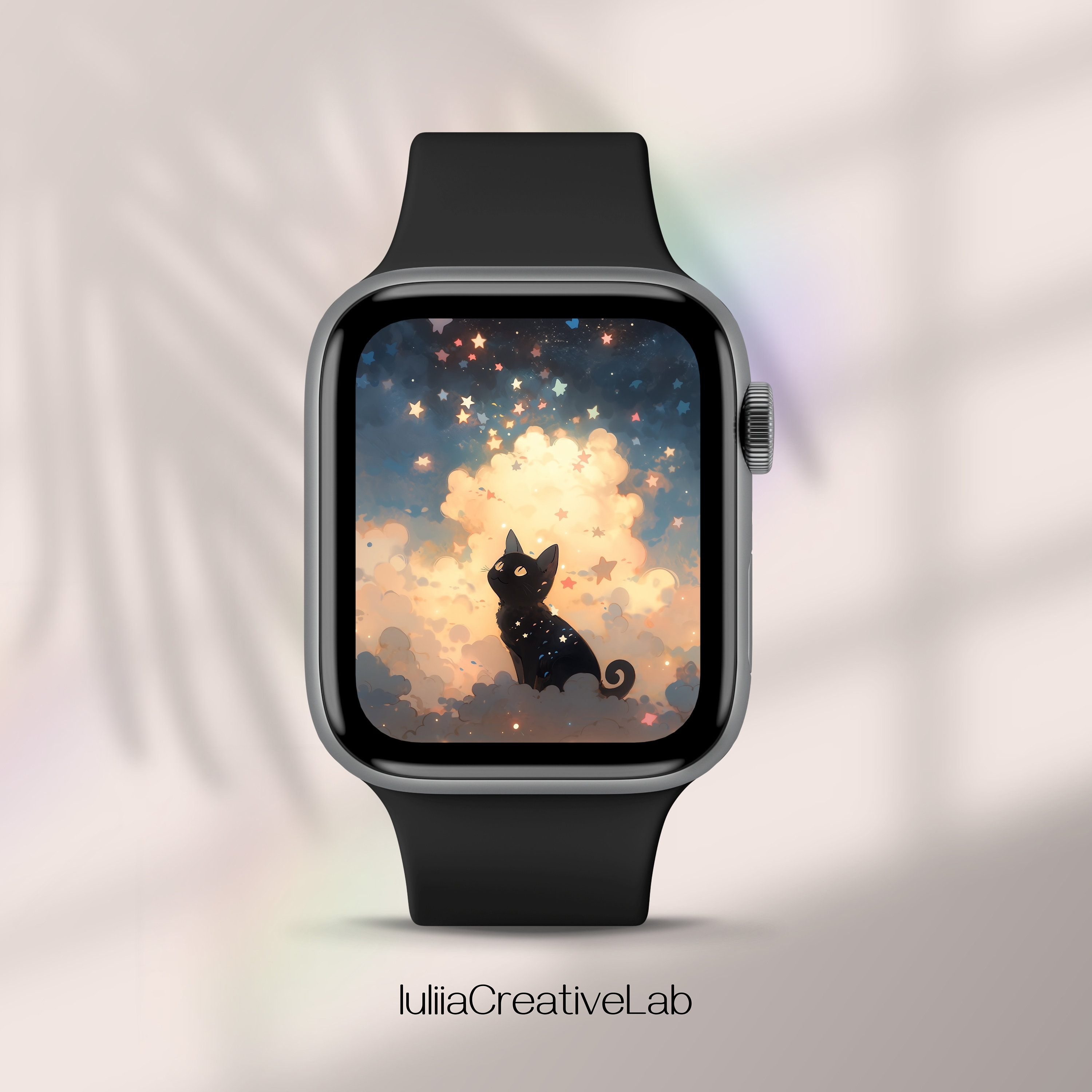 Whimsical Apple Watch Wallpaper, Pastel Apple Watch Face Wallpaper, Cat ...