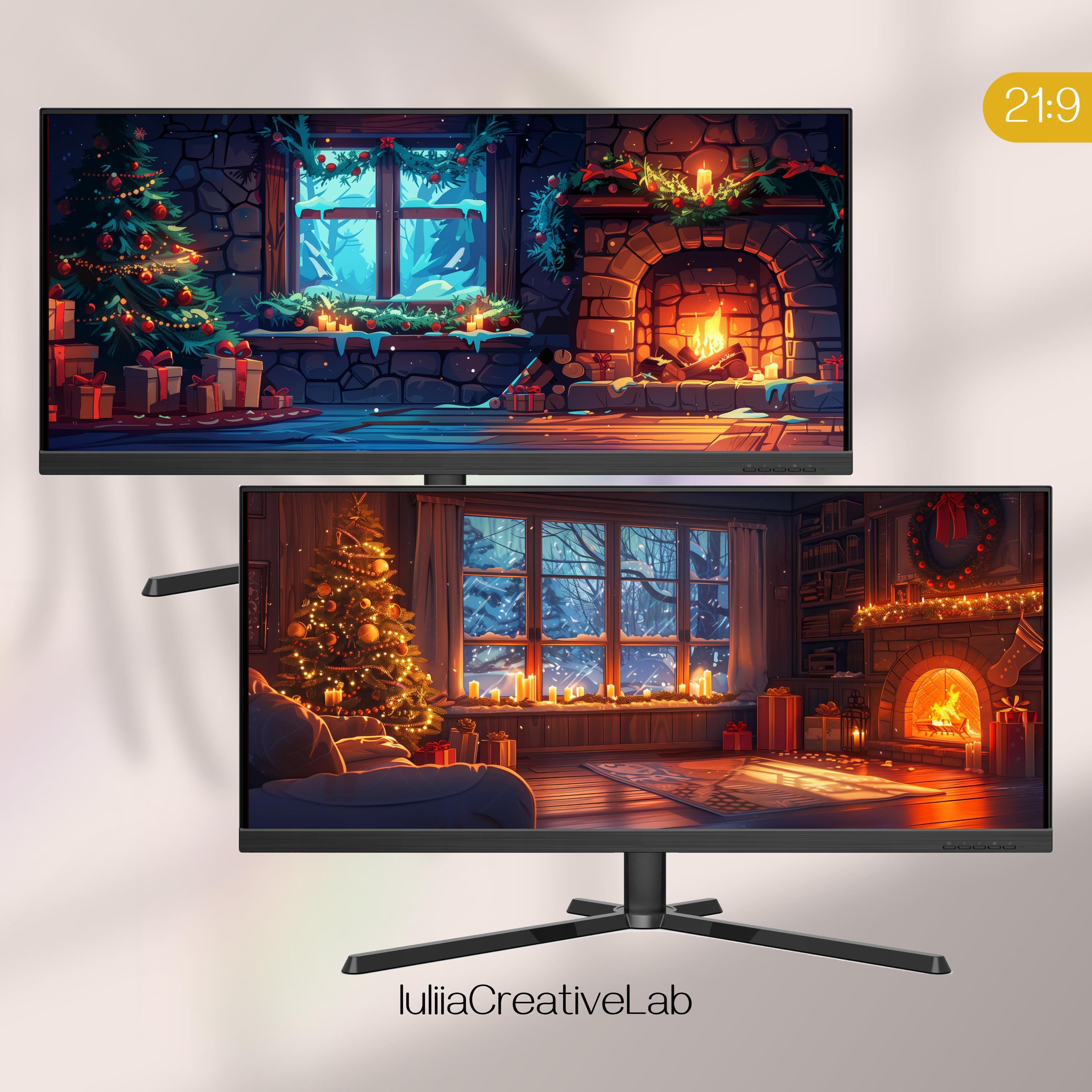 Anime Festive Fireplace Retreat Wallpapers Pack, Christmas Ultrawide ...