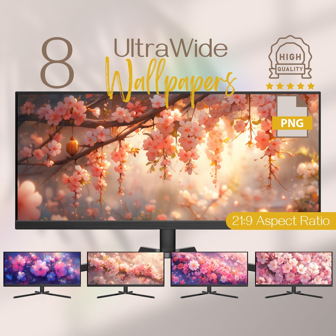 Blossom Aesthetics Ultrawide Wallpapers, Kawaii Desktop Wallpaper, Whimsical Widescreen ...