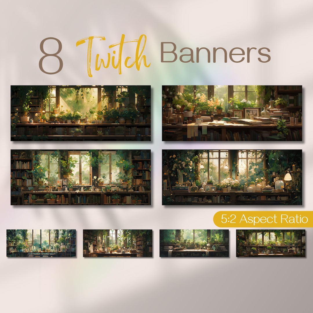 Studio Twitch Banner, Anime Stream Banner, Booklover Twitch Stream ...