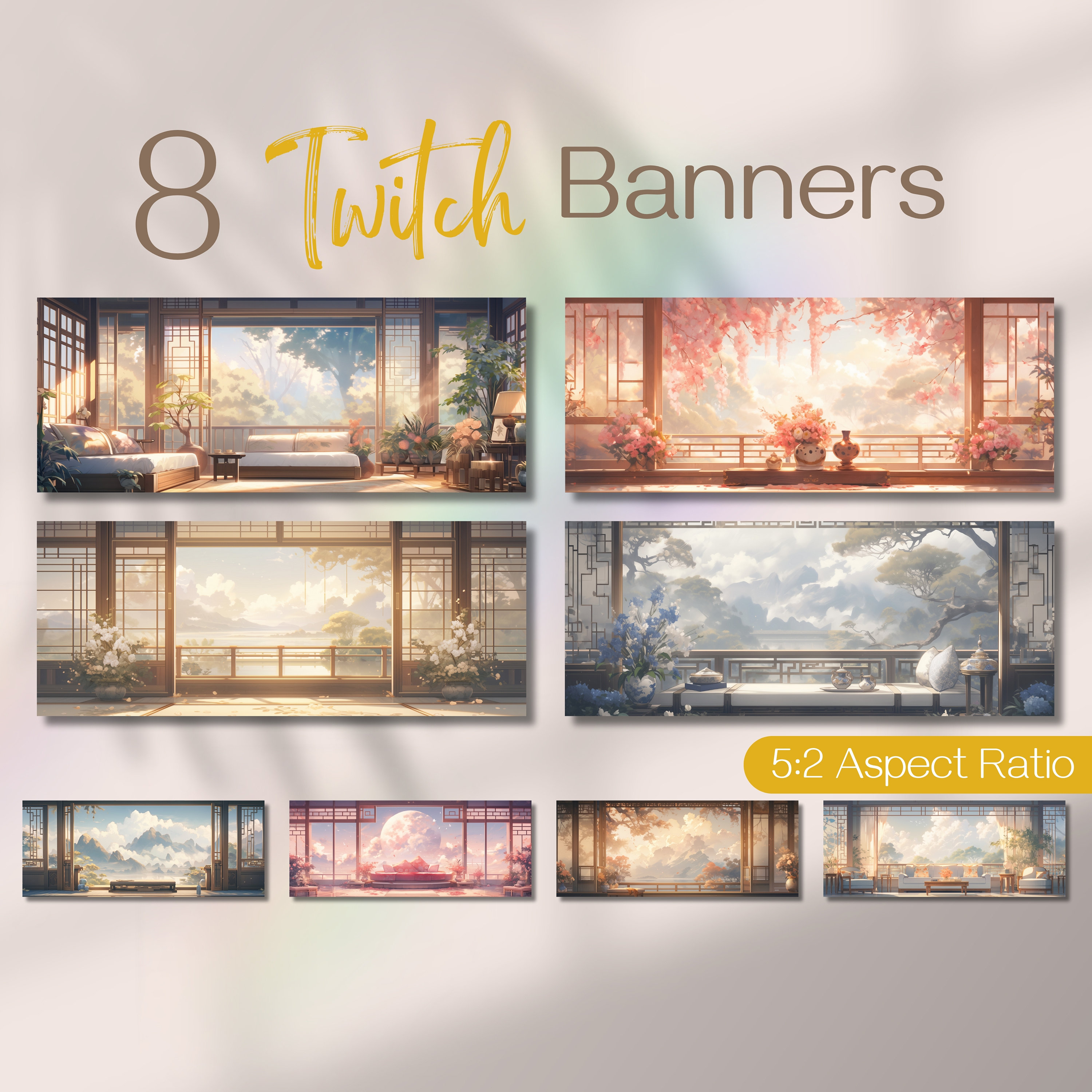 Japandi Anime Twitch Banner, Twitch Stream Banner, Lofi Light Stream ...