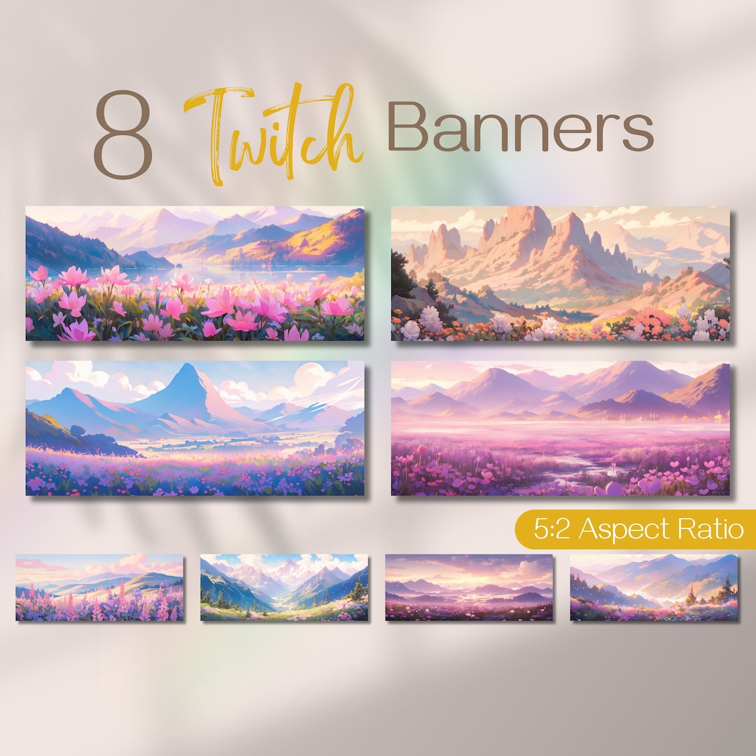 Aesthetic Twitch Banner Streaming, Mountain Meadows Pastel Design ...