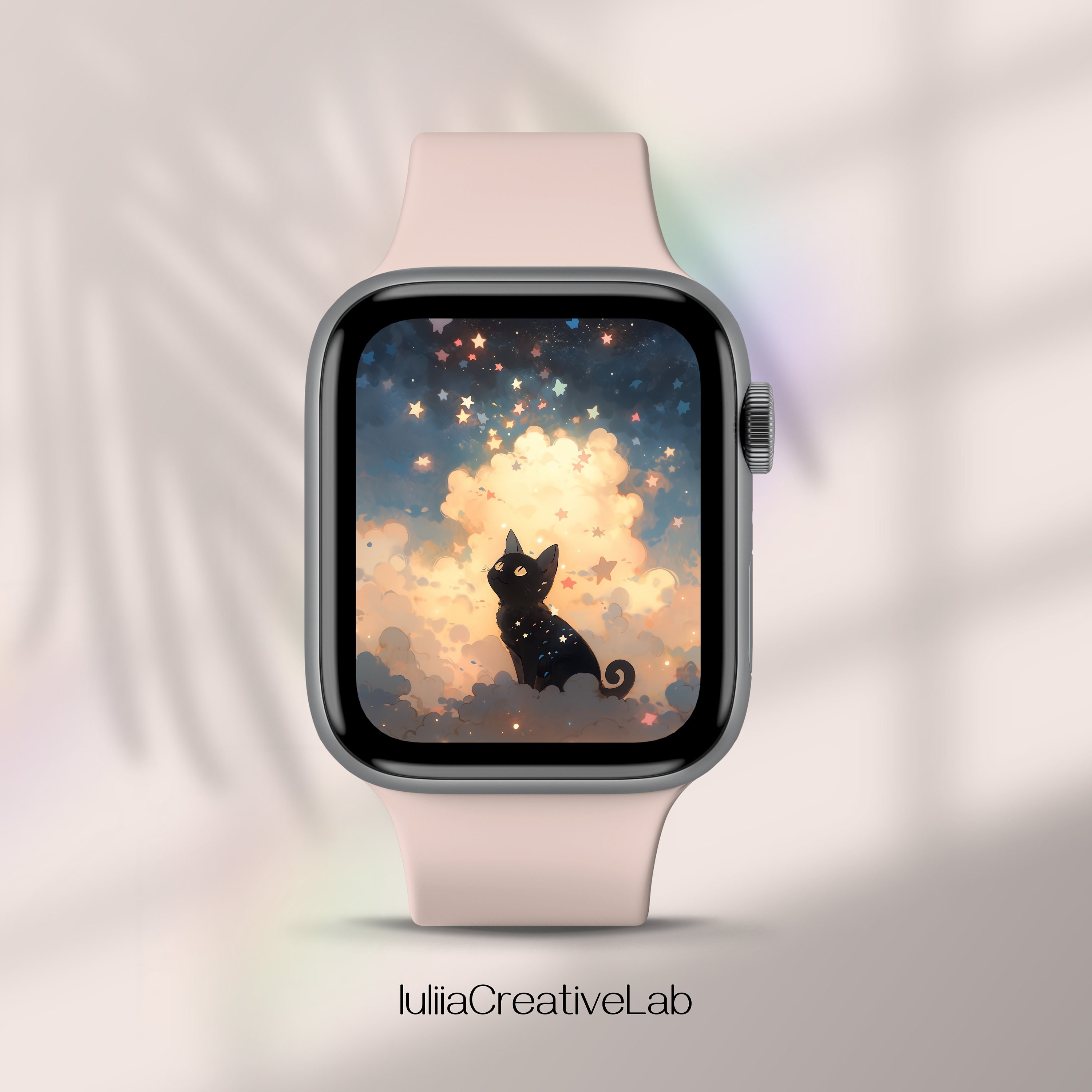 Whimsical Apple Watch Wallpaper, Pastel Apple Watch Face Wallpaper, Cat ...