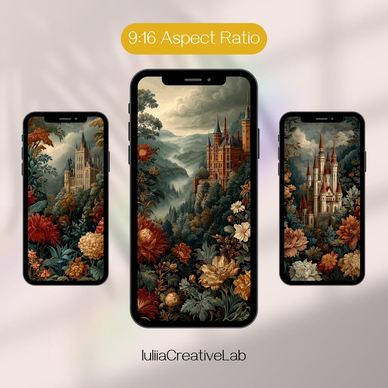 Castlecore Wallpaper Set: William Morris Floral Fantasy Background ...