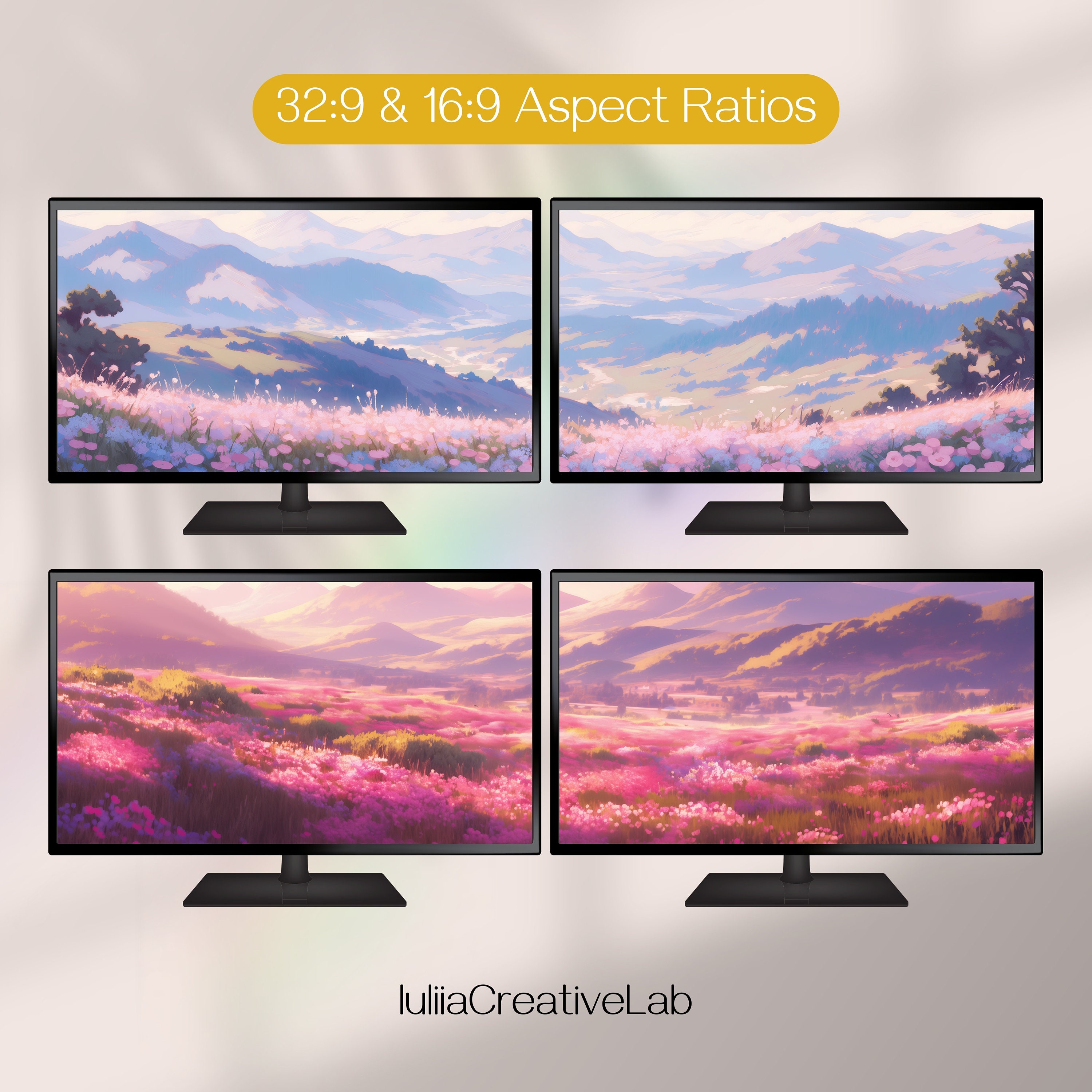 Pastel Dual Monitor Wallpaper Collection, Meadows Double Screen ...