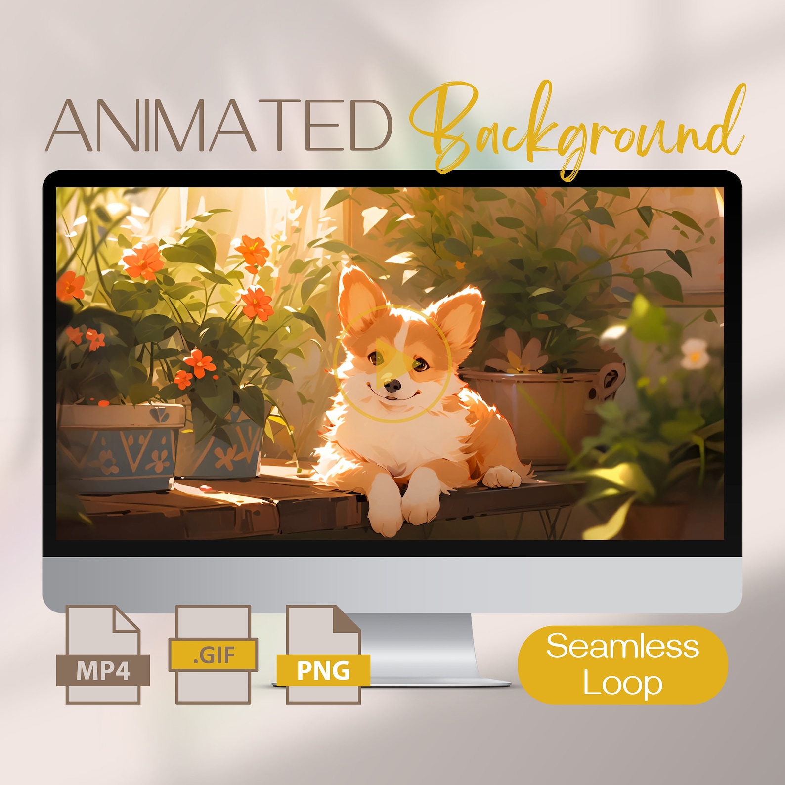 Cute Animated Wallpaper, High-resolution Puppy & Plants Computer ...