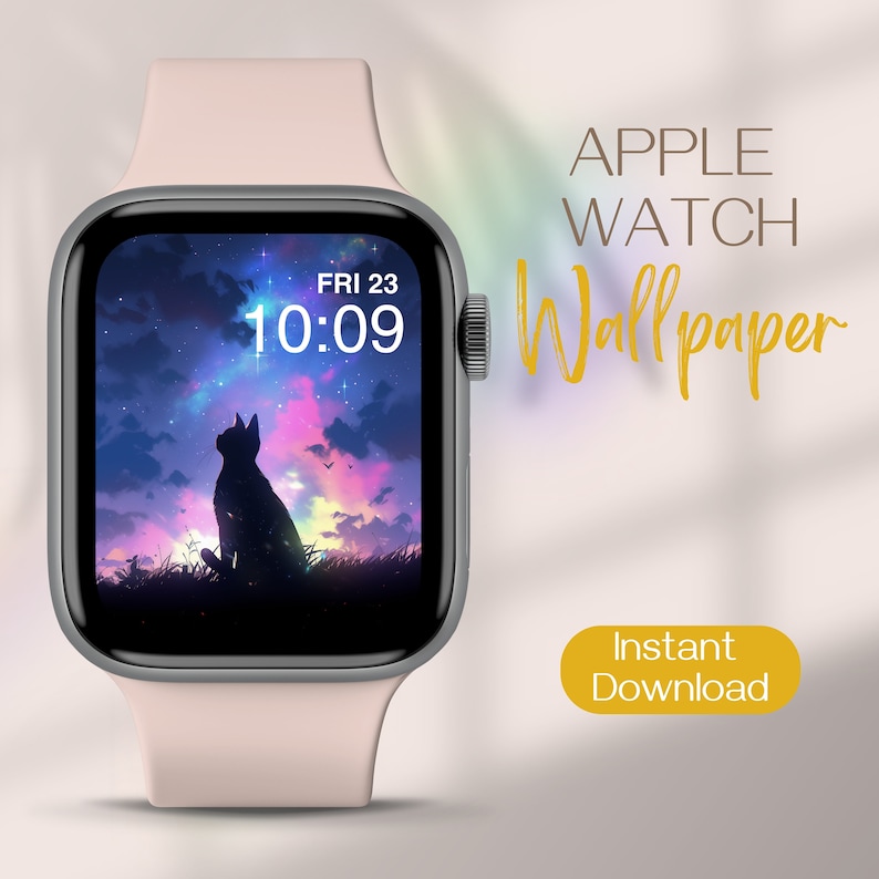 Pastel Apple Watch Face Wallpaper, Whimsical Apple Watch Wallpaper, Cat ...