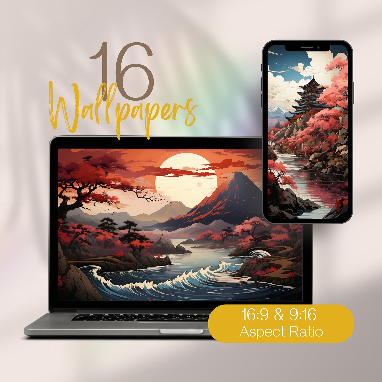 Japanese Sakura Computer Wallpaper Art, Springtime Computer Wallpaper ...