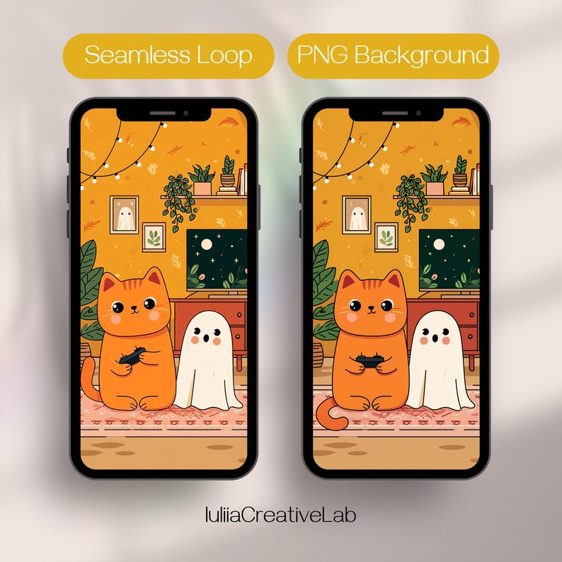 Kawaii Ghost Cat Live Wallpaper: Animated iPhone Android Lock Screen ...