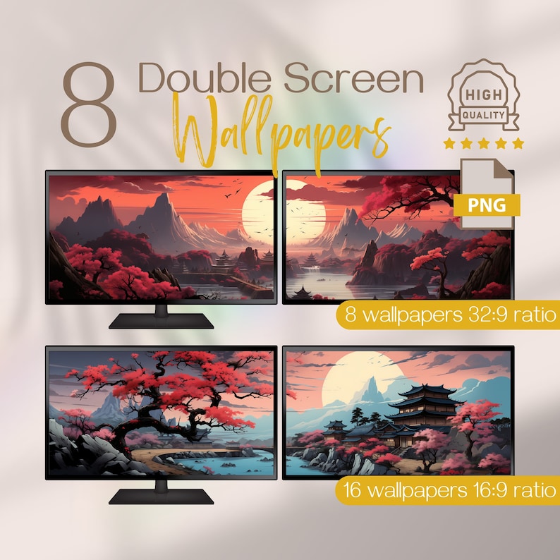 Japanese Dual Monitor Wallpaper, Sakura Double Screen Backgrounds ...