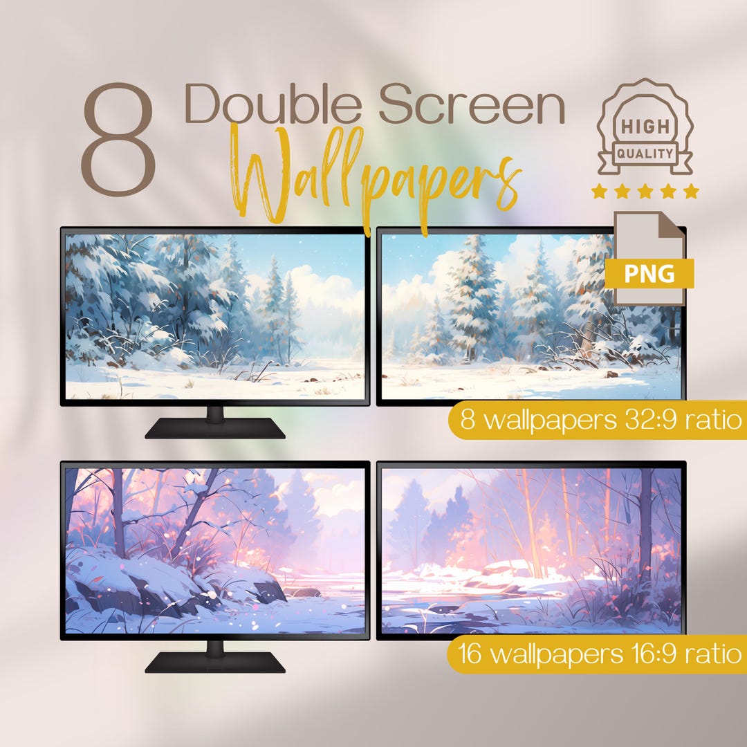 Stunning Winter Forest Dual Screen Backgrounds, High-resolution Snowy ...