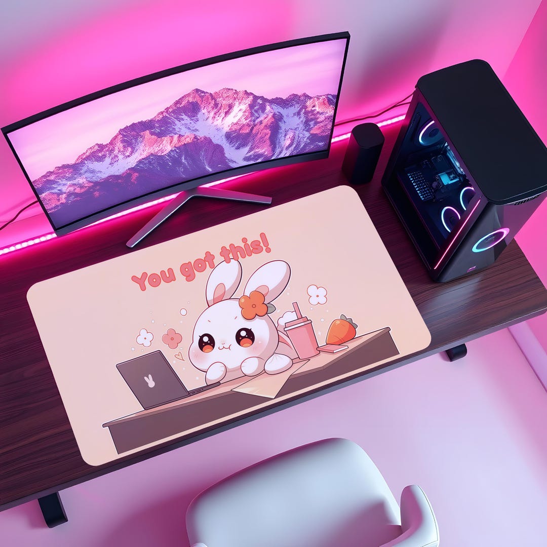 Kawaii Bunny Desk Mat: Personalized Chibi Anime Mouse Pad - Etsy