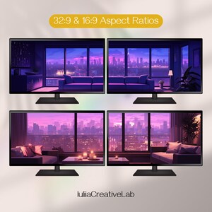 Neon Cityscape Dual Monitor Wallpaper, 4K Ultra HD Ultrawide ...