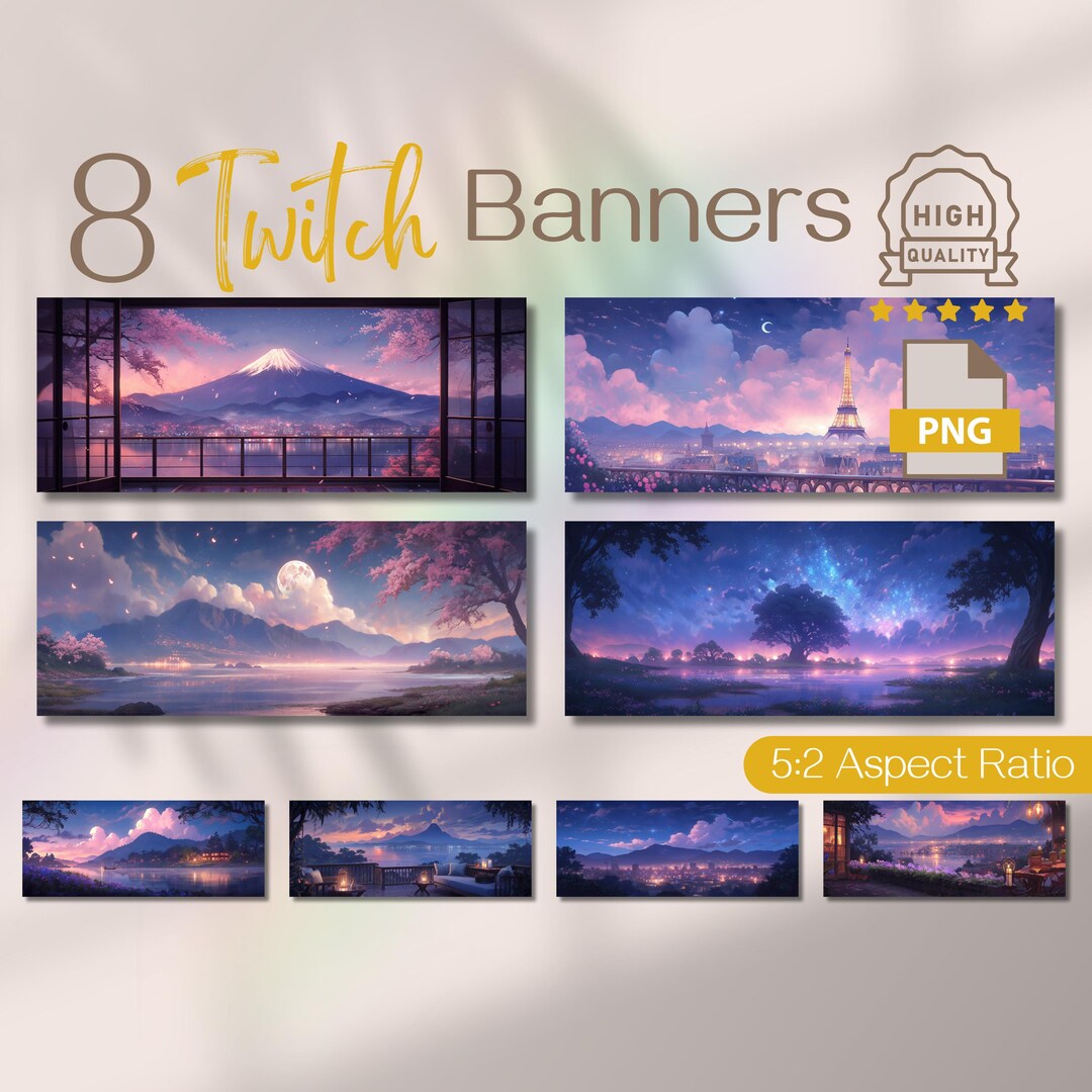 Anime Twitch Banner, Neon Stream Banner, Purple Twitch Stream Banner ...