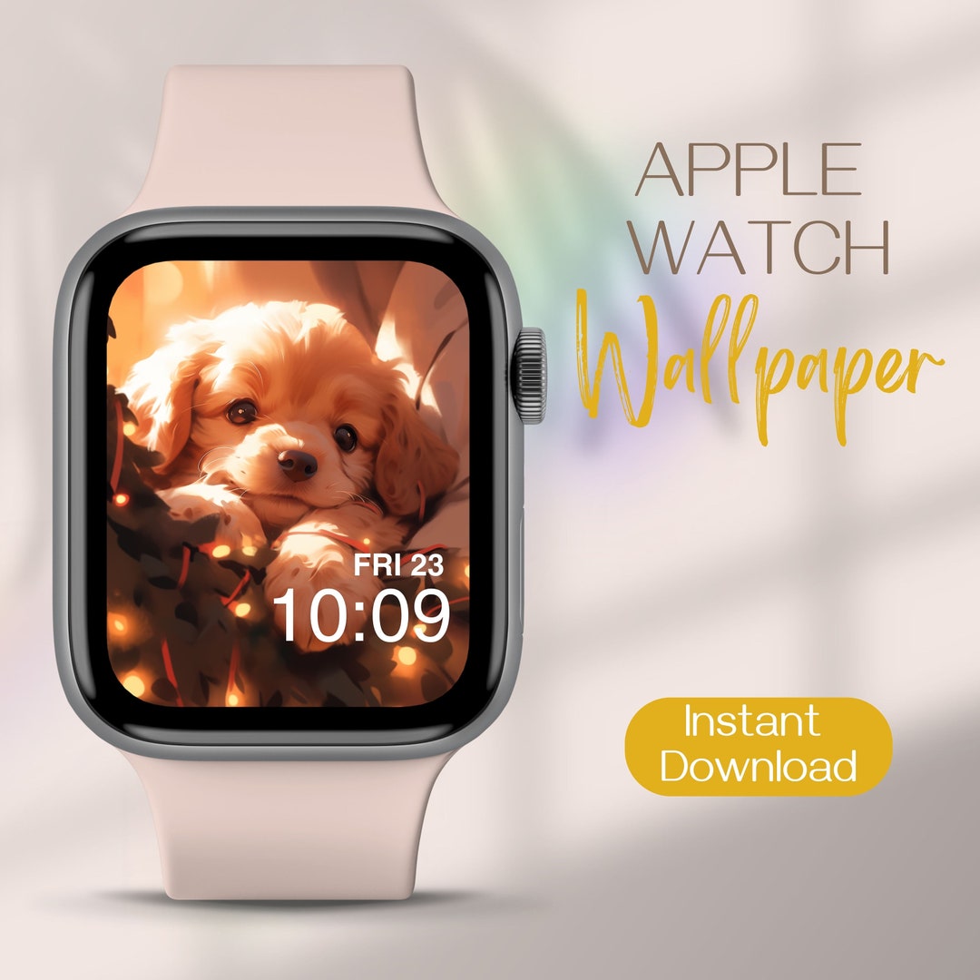 Christmas Puppy Apple Watch Wallpaper: Festive Iwatch Background ...