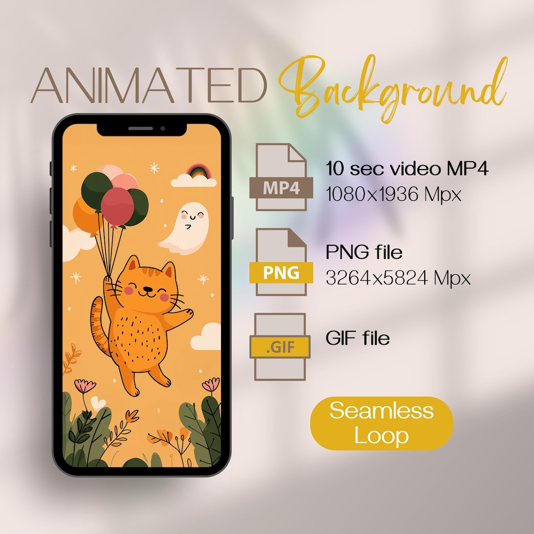 Boo and Meow Animated Wallpaper – Kawaii Red Cat and Ghost Loop Video ...