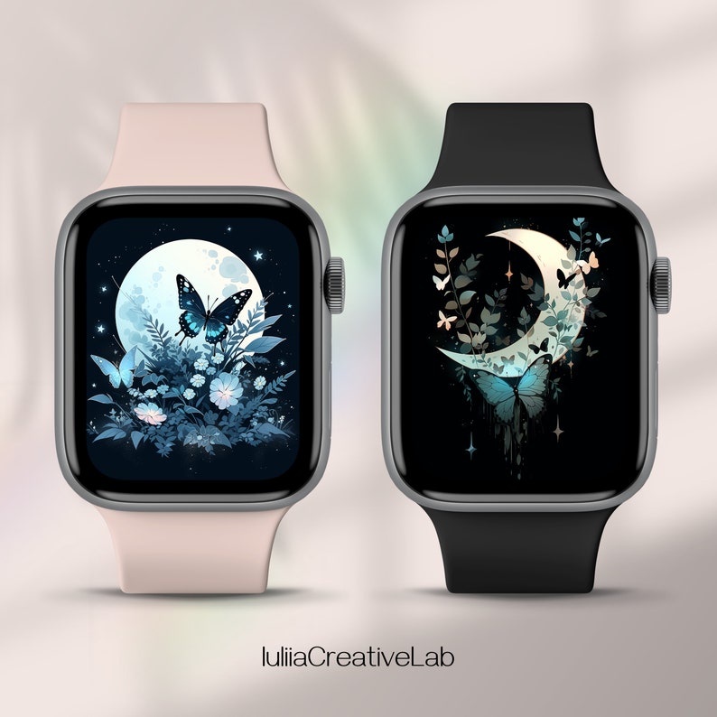 Moon Smartwatch Wallpaper, Aesthetic Apple Watch Faces, Butterflies ...