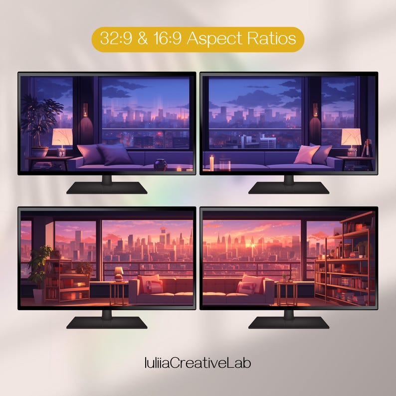 Neon Cityscape Dual Monitor Wallpaper, 4K Ultra HD Ultrawide ...