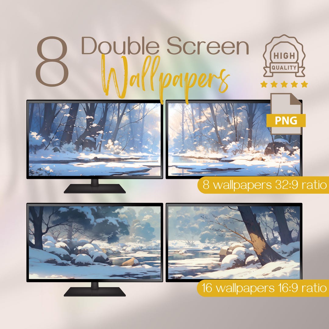 Winter Wonderland Dual Monitor Wallpapers, Anime Snowy Forest Computer ...