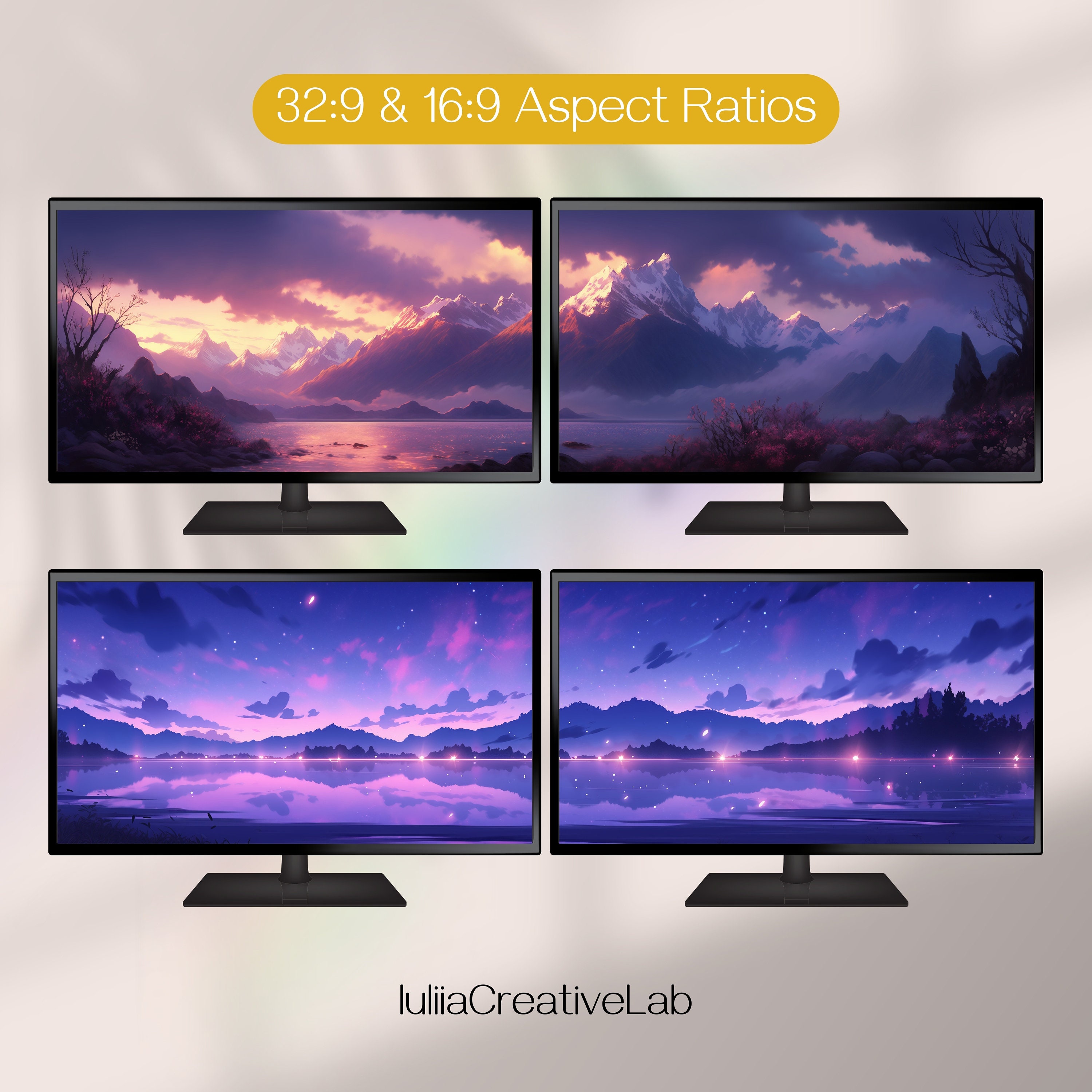 Neon Double Screen Backgrounds, Night Dual Monitor Wallpaper Collection ...