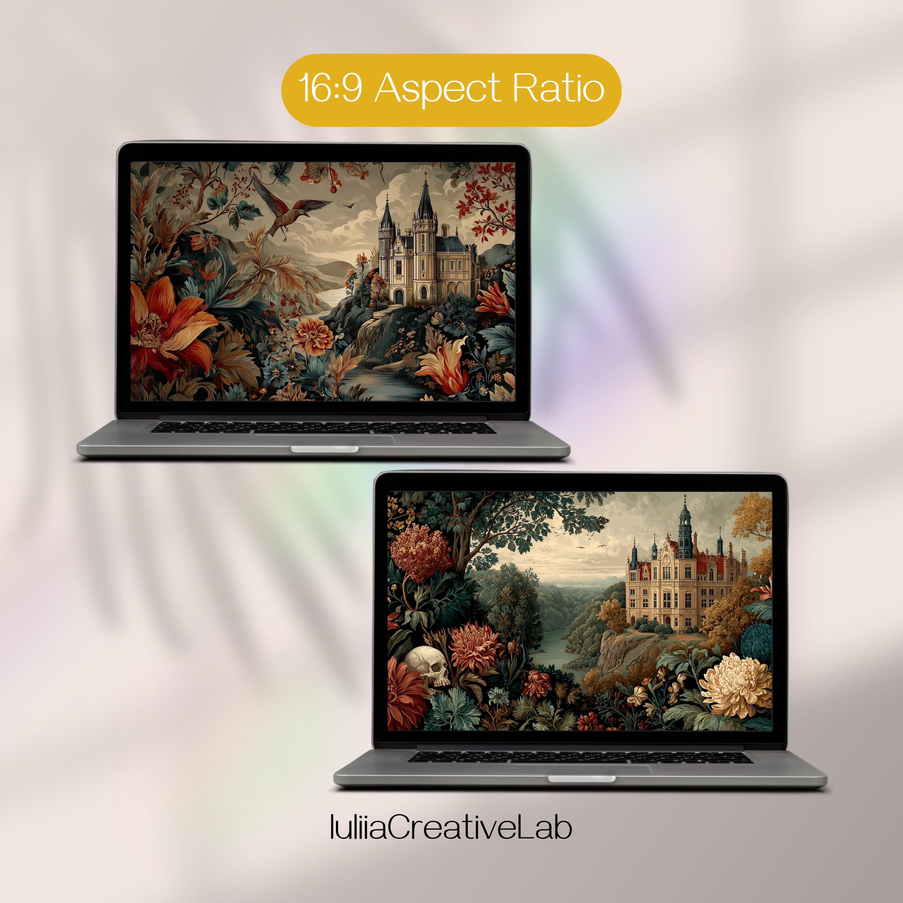 Castlecore Wallpaper Set: William Morris Floral Fantasy Background ...