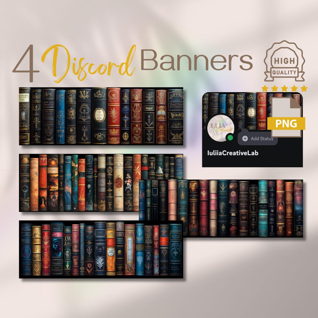 Dark Academia Bookshelf Discord Banners, High-resolution Aesthetic ...