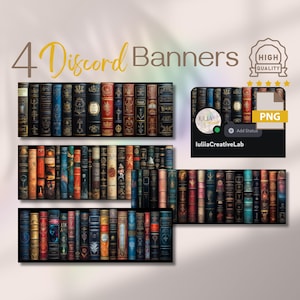 Dark Academia Bookshelf Discord Banners, High-resolution Aesthetic ...