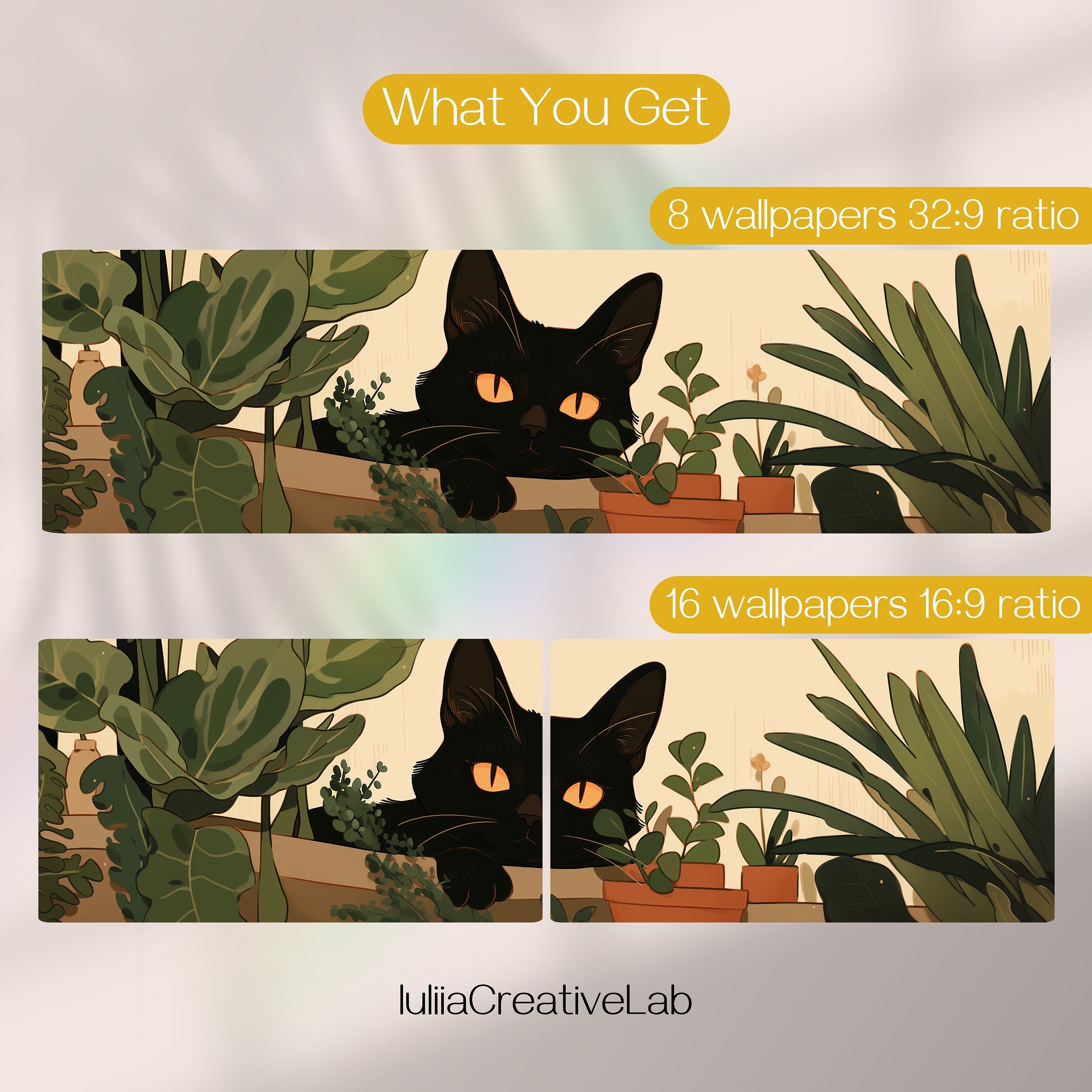Plants Double Screen Backgrounds, Cat Dual Monitor Wallpaper Collection ...