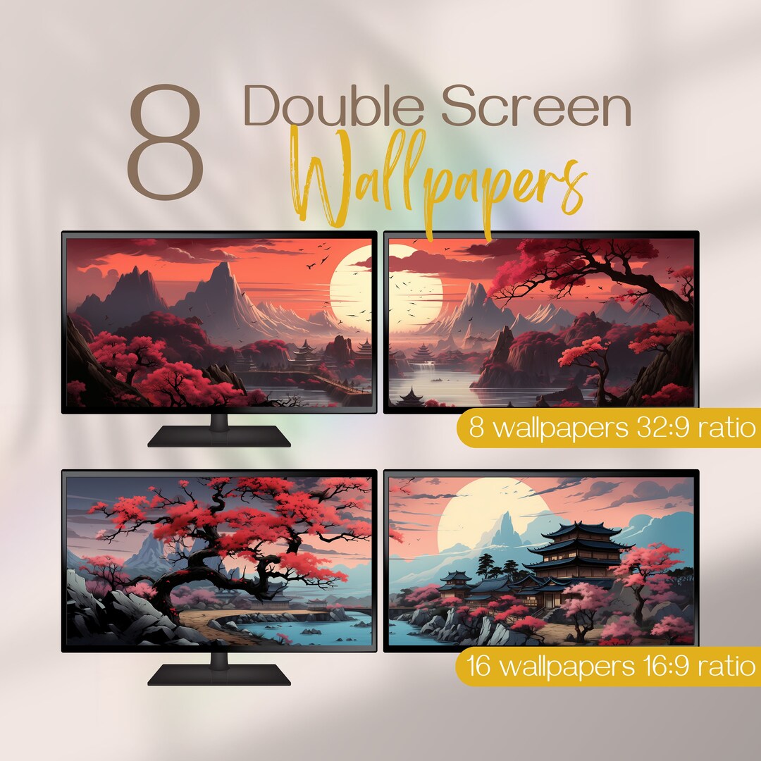 Japanese Dual Monitor Wallpaper, Sakura Double Screen Backgrounds ...