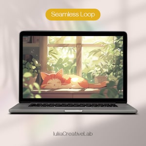 Cute Red Cat Animated Background, Dynamic Motion Wallpaper Pcs, Kawaii ...