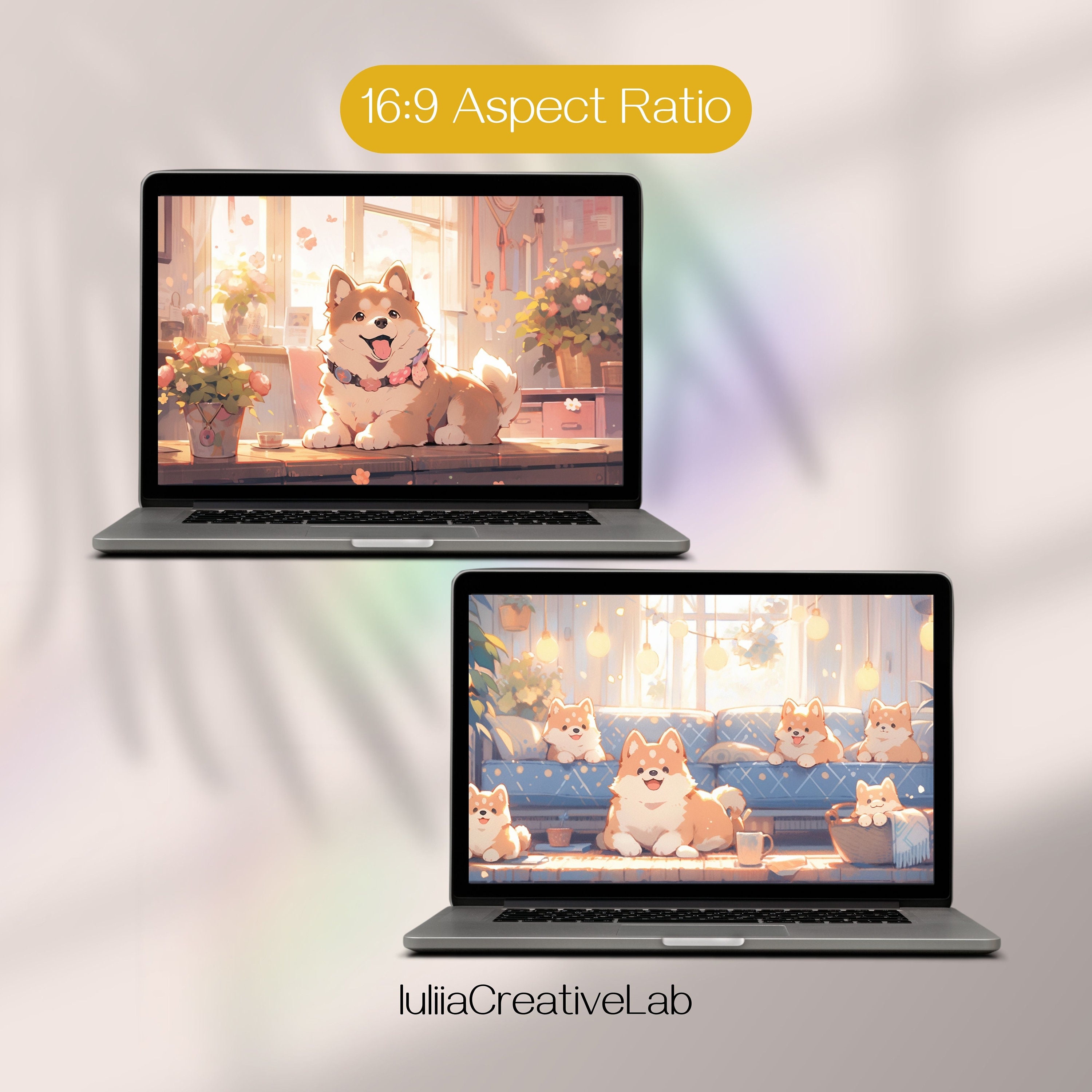 Cute Desktop Wallpaper Charming Kawaii Puppy Design - Etsy