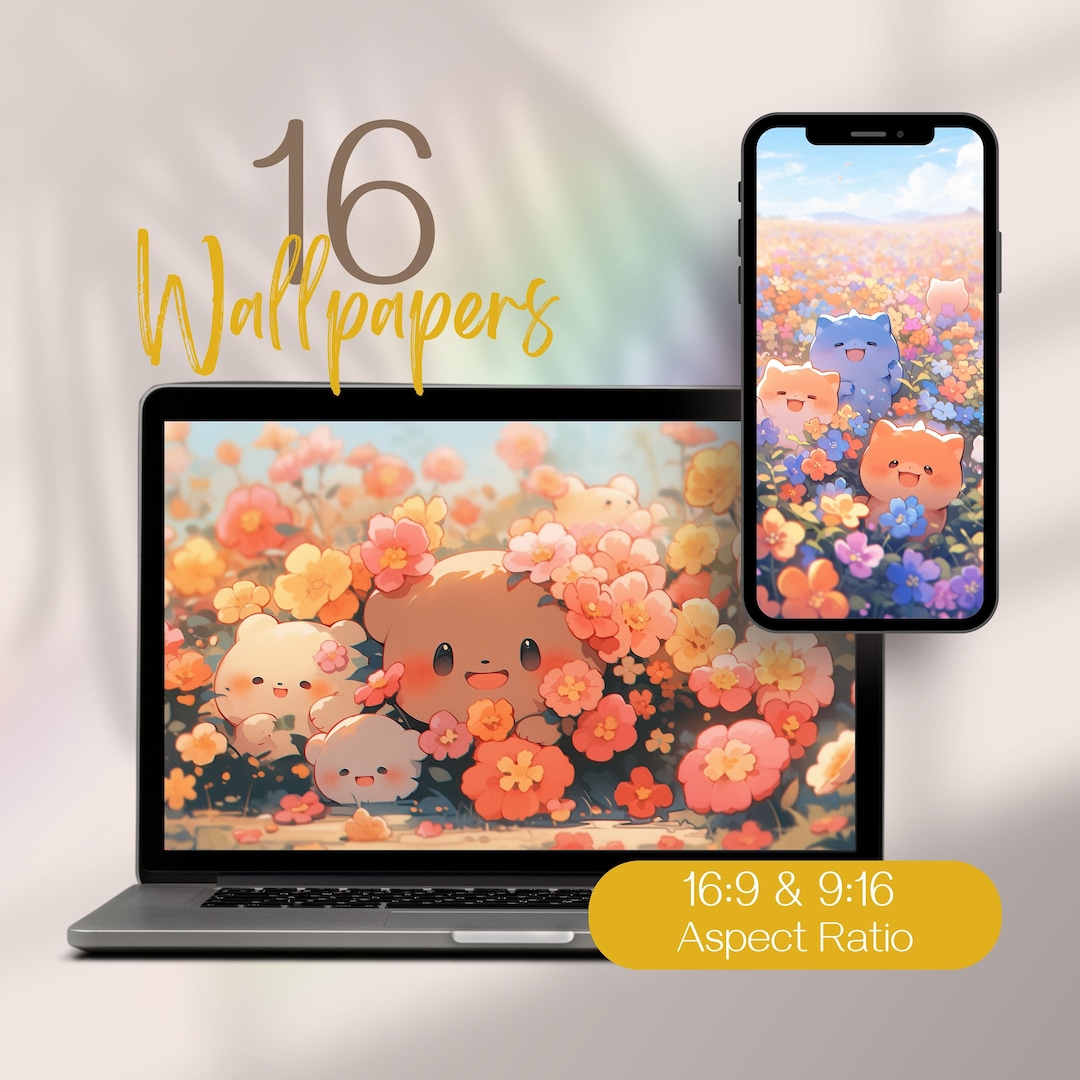 Floral Cute Desktop Wallpaper, Flower Meadows Aesthetic Wallpaper, Cute ...