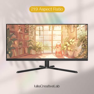 Cute Red Cat Among Books and Plants Ultrawide Wallpapers, Adorable High ...