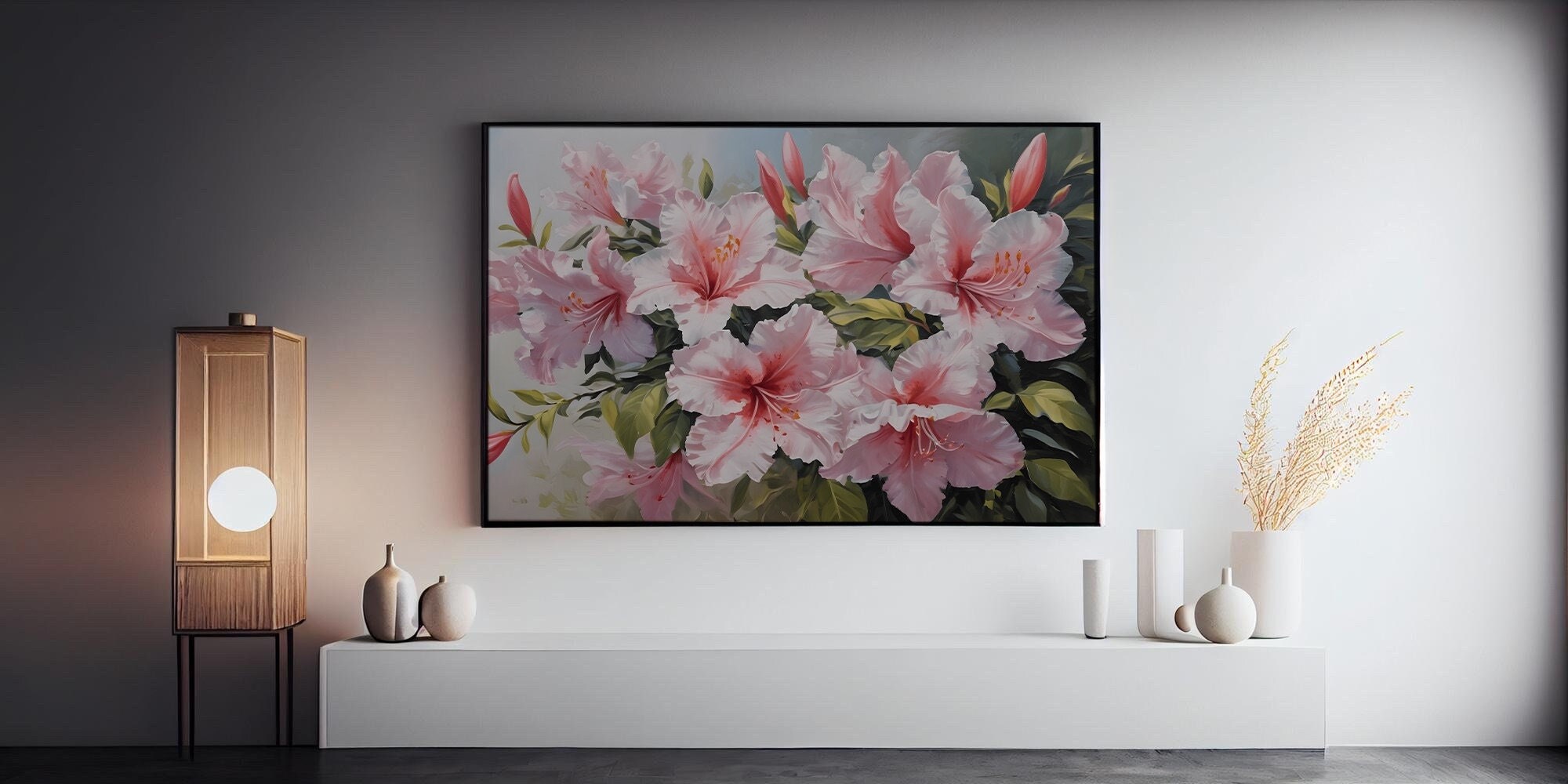 Azalea Oil Painting Flower Digital Art for TV Frame Spring Decor ...