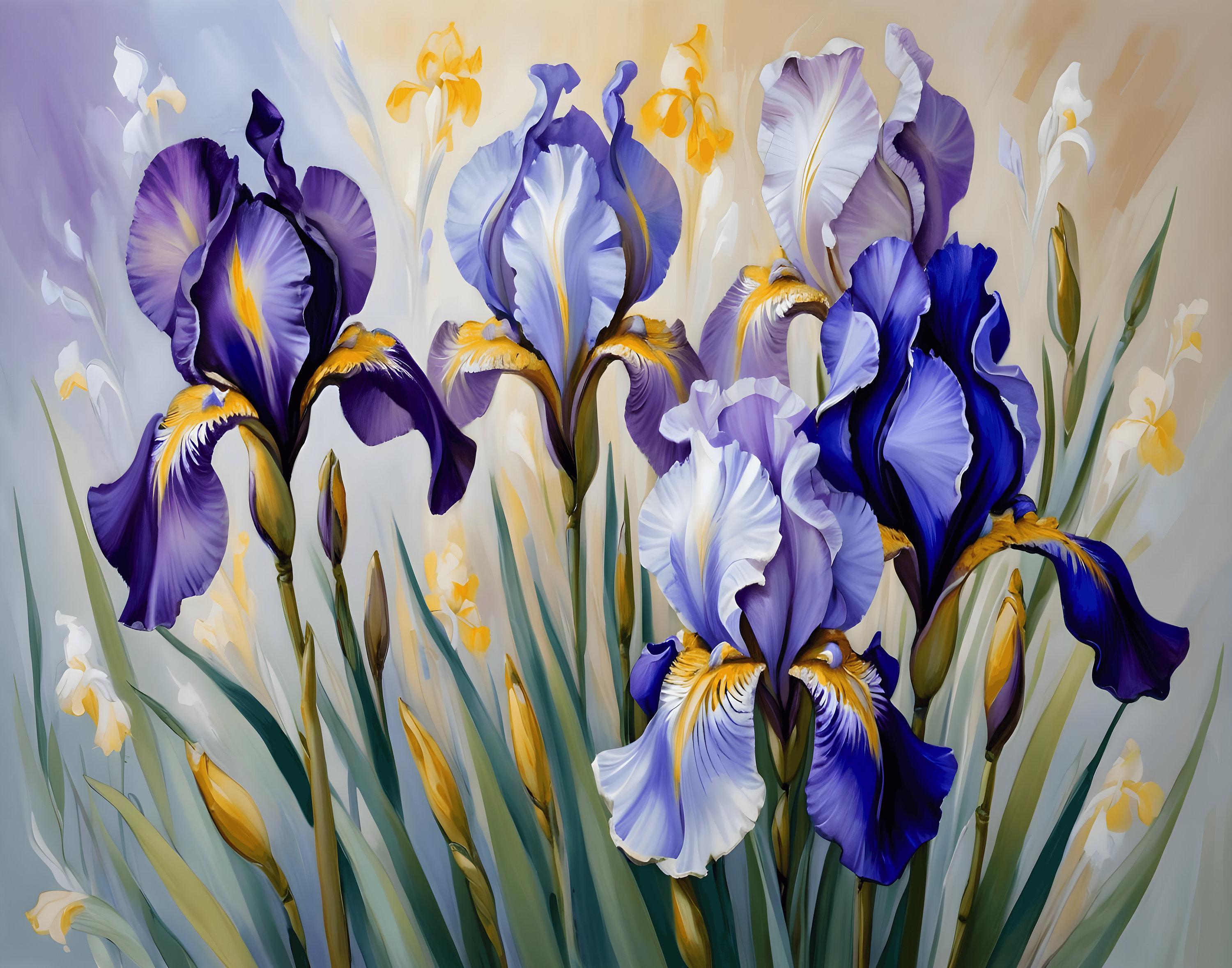 Iris Oil Painting Printable Digital Art for Samsung TV Frame Flags ...