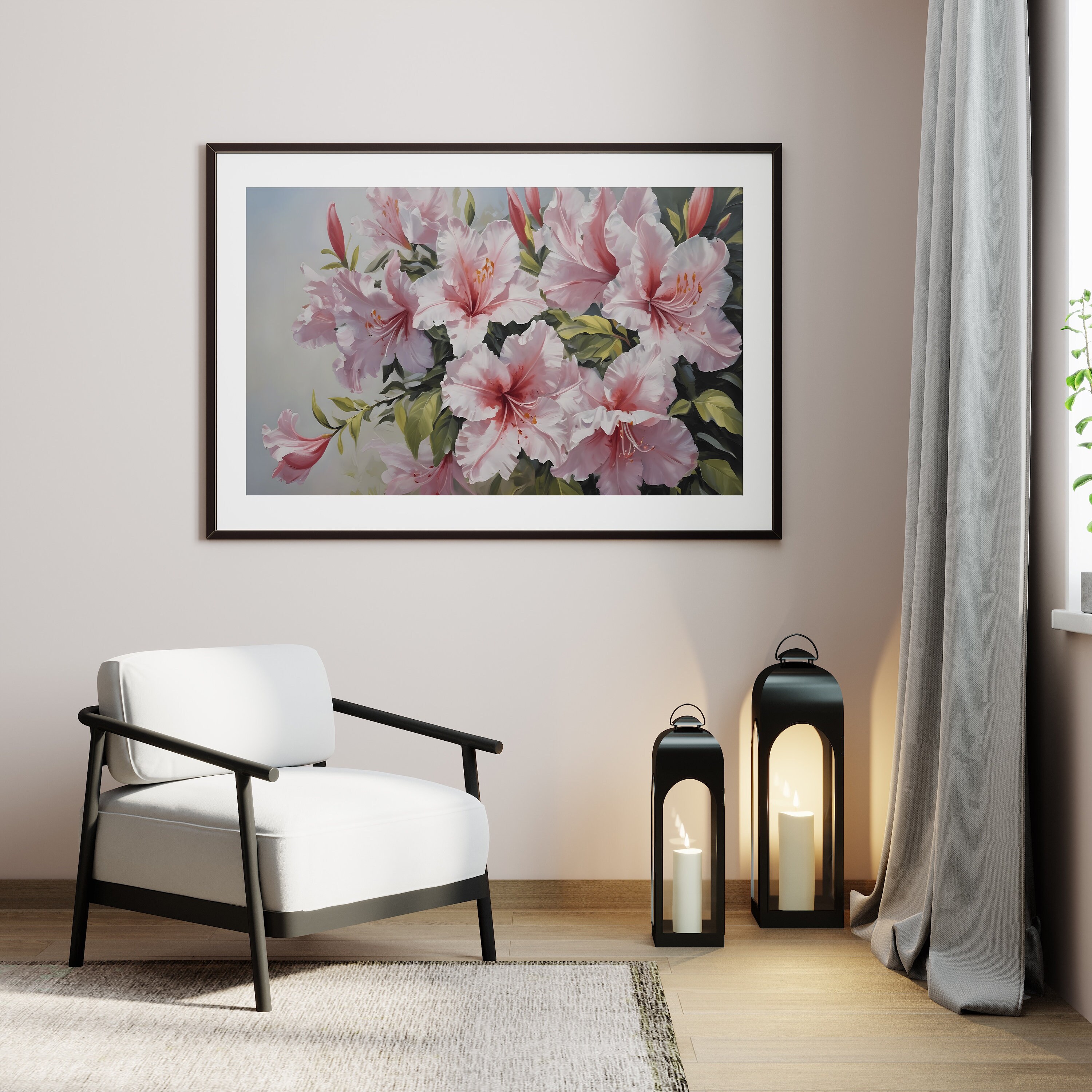 Azalea Oil Painting Flower Digital Art for TV Frame Spring Decor ...