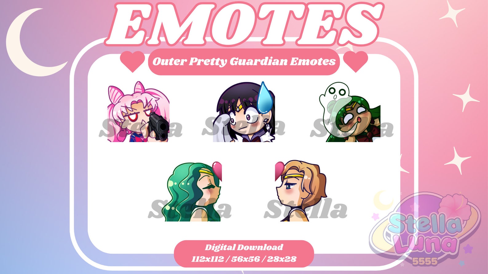 Kawaii Outer Sailor Pretty Guardian Magical Girl Moon Anime Emotes for ...