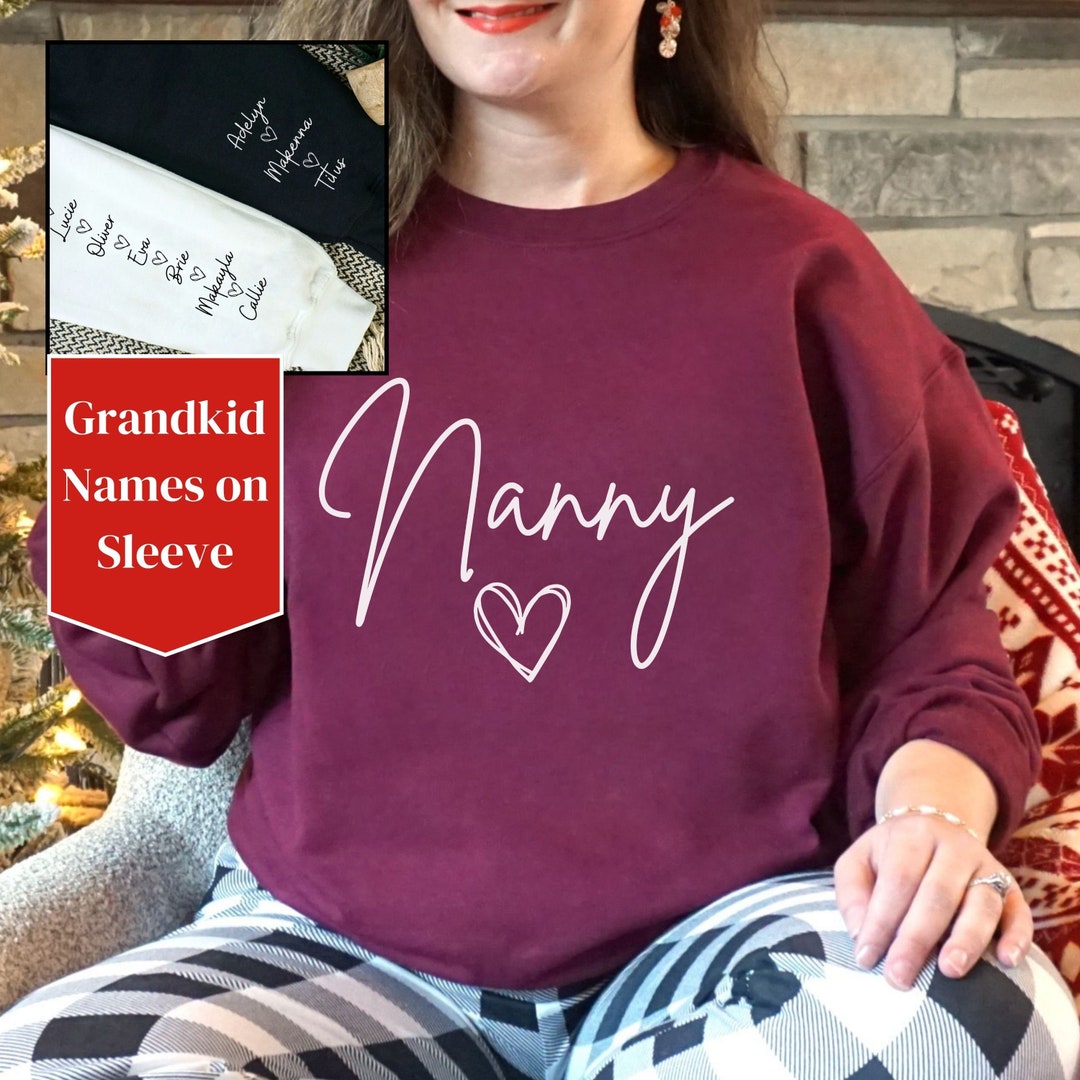 Custom Nanny Sweatshirt With Kid Name on Sleeve Personalized Nanny ...
