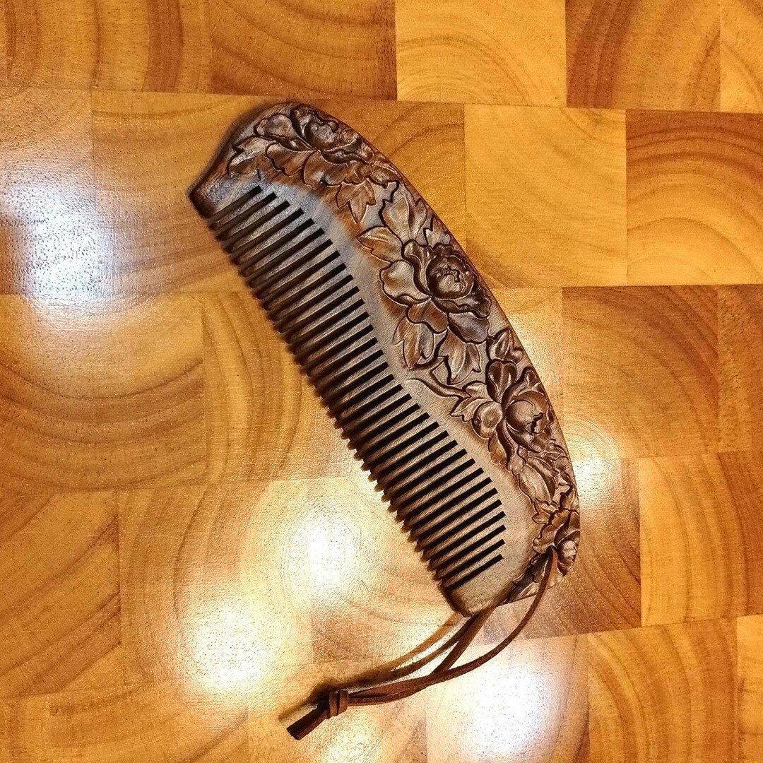 Handcrafted Wooden Comb With Floral Carving Made From South American ...