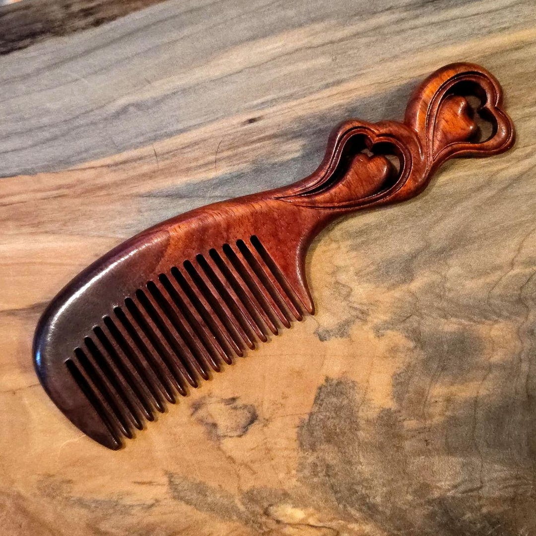 Handcrafted Wooden Double Heart Love Comb Made From Eastern Australian ...