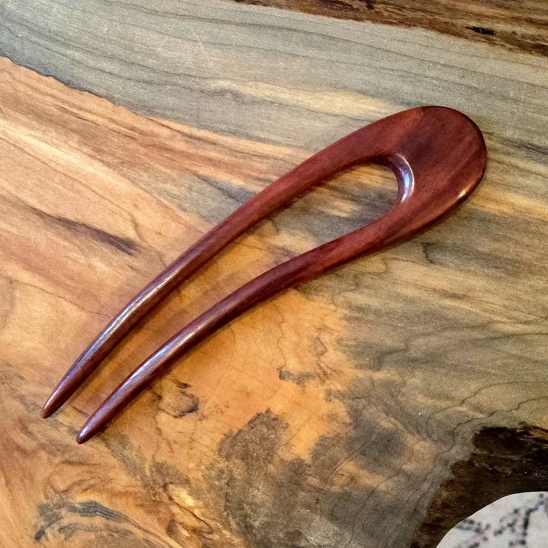 Handcrafted Hairpin Made From Red Mahogany - Etsy