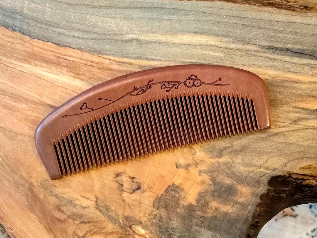 Handcrafted Wooden Comb Made From Mahogany Floral Design - Etsy