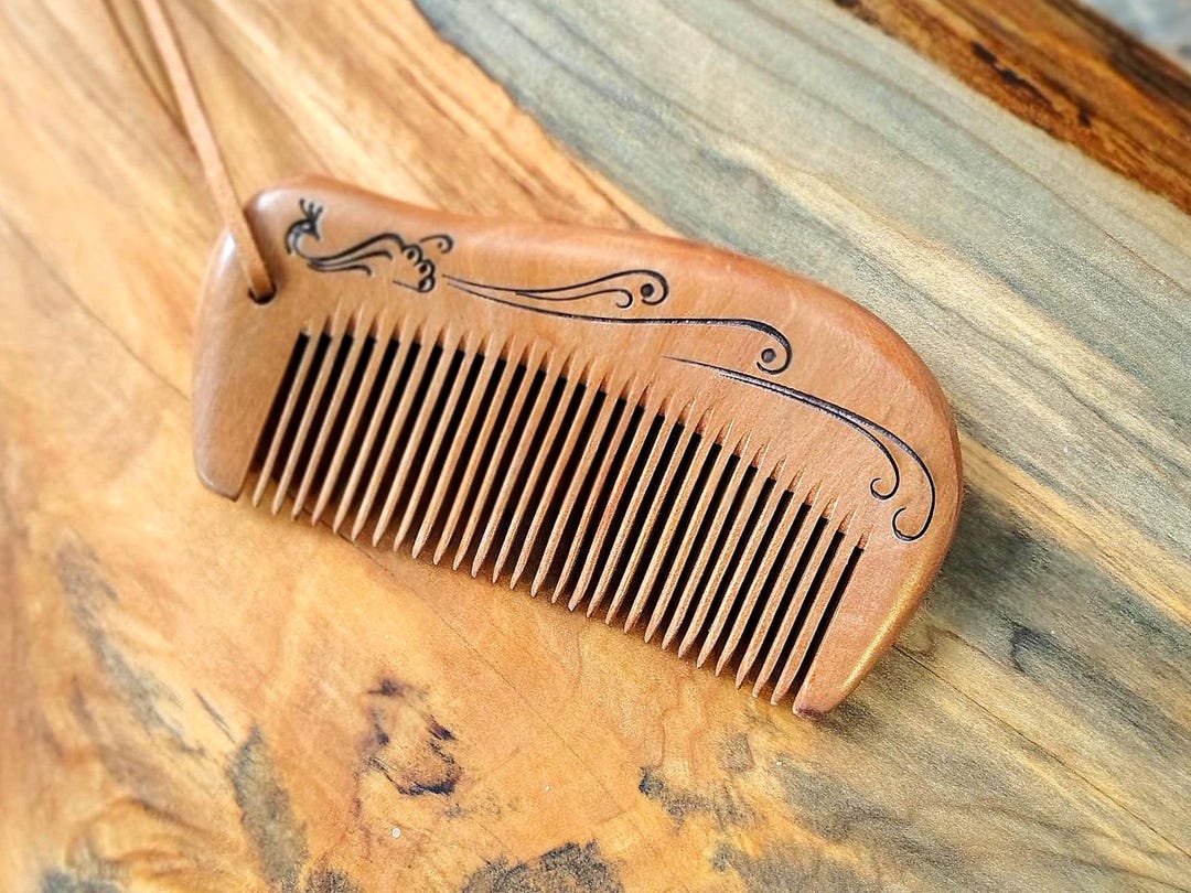 Handcrafted Wooden Carved Comb Made From South American Walnut Peacock ...