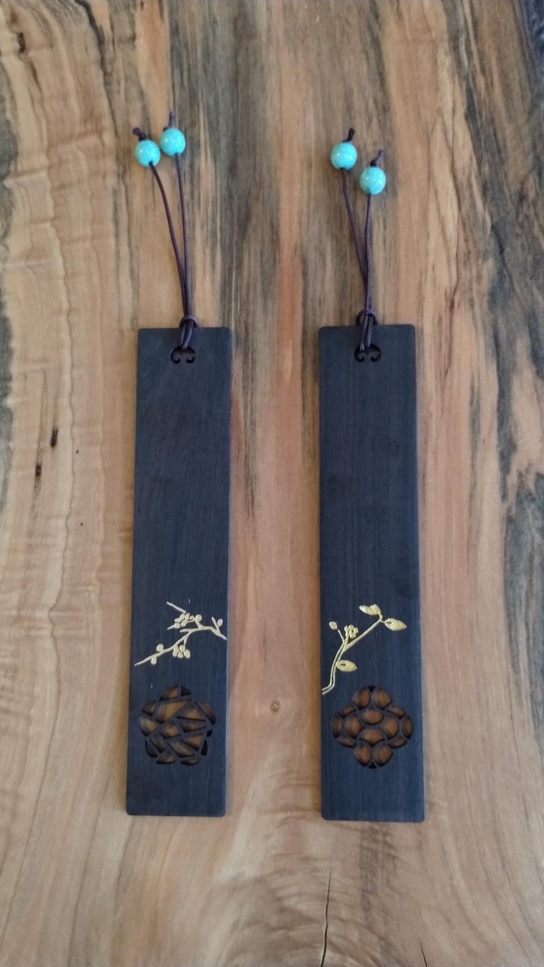 Handcrafted Set of Wooden Bookmarks Made From Ebony Wood With ...