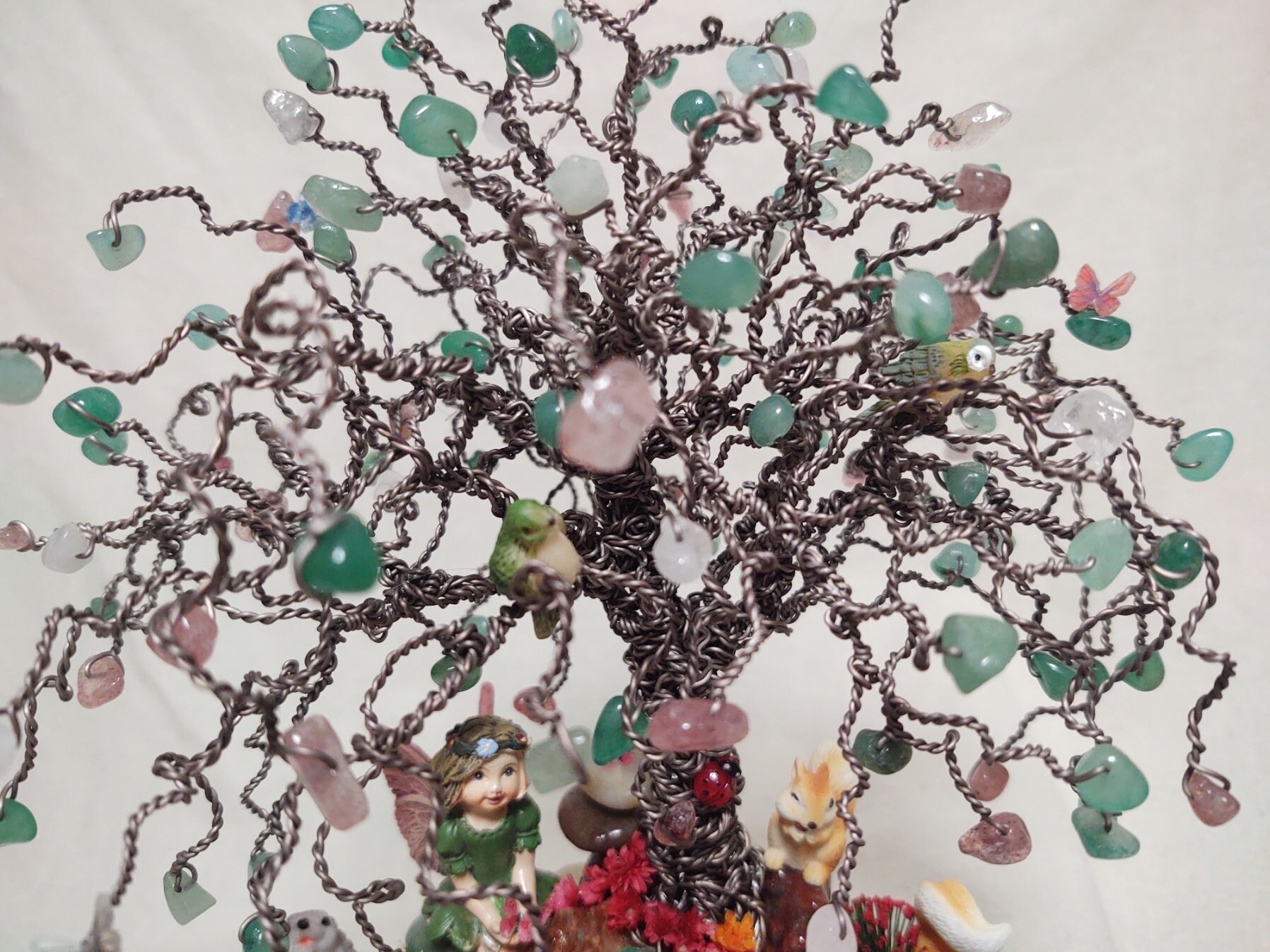 Fairy Weeping Willow Wire Tree With Gemstones Woodland Animals Birds ...