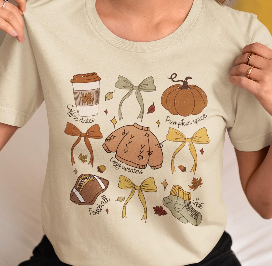 Coquette Bow Collage | Cozy Season Aesthetic Tee | Fall Apparel ...