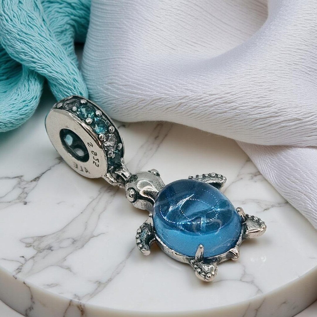 Murano Glass Sea Turtle Charm, Silver Ocean Jewellery, Aqua Blue Design ...