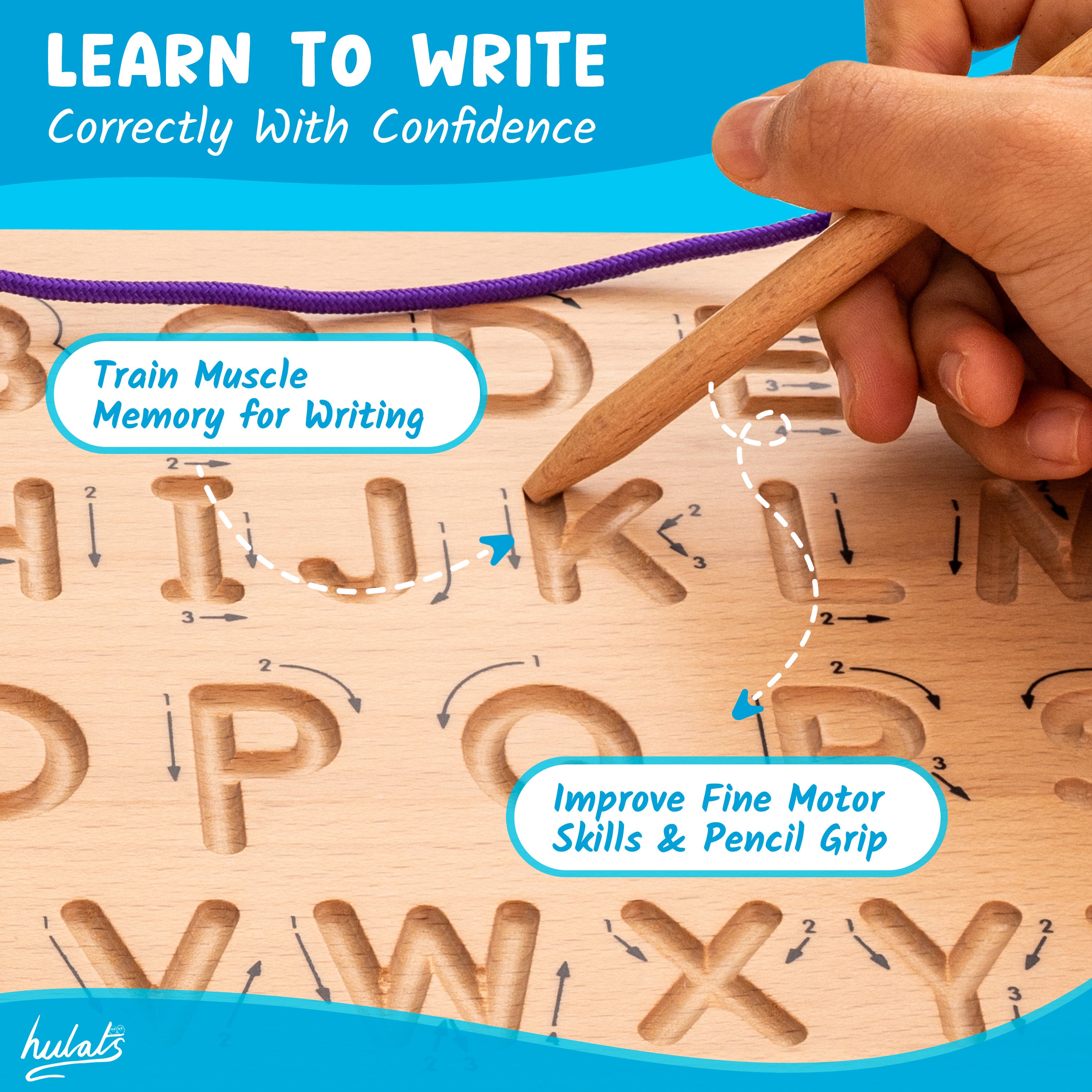 Double-sided Wooden Alphabet Tracing Board, Learn to Write for Toddlers ...