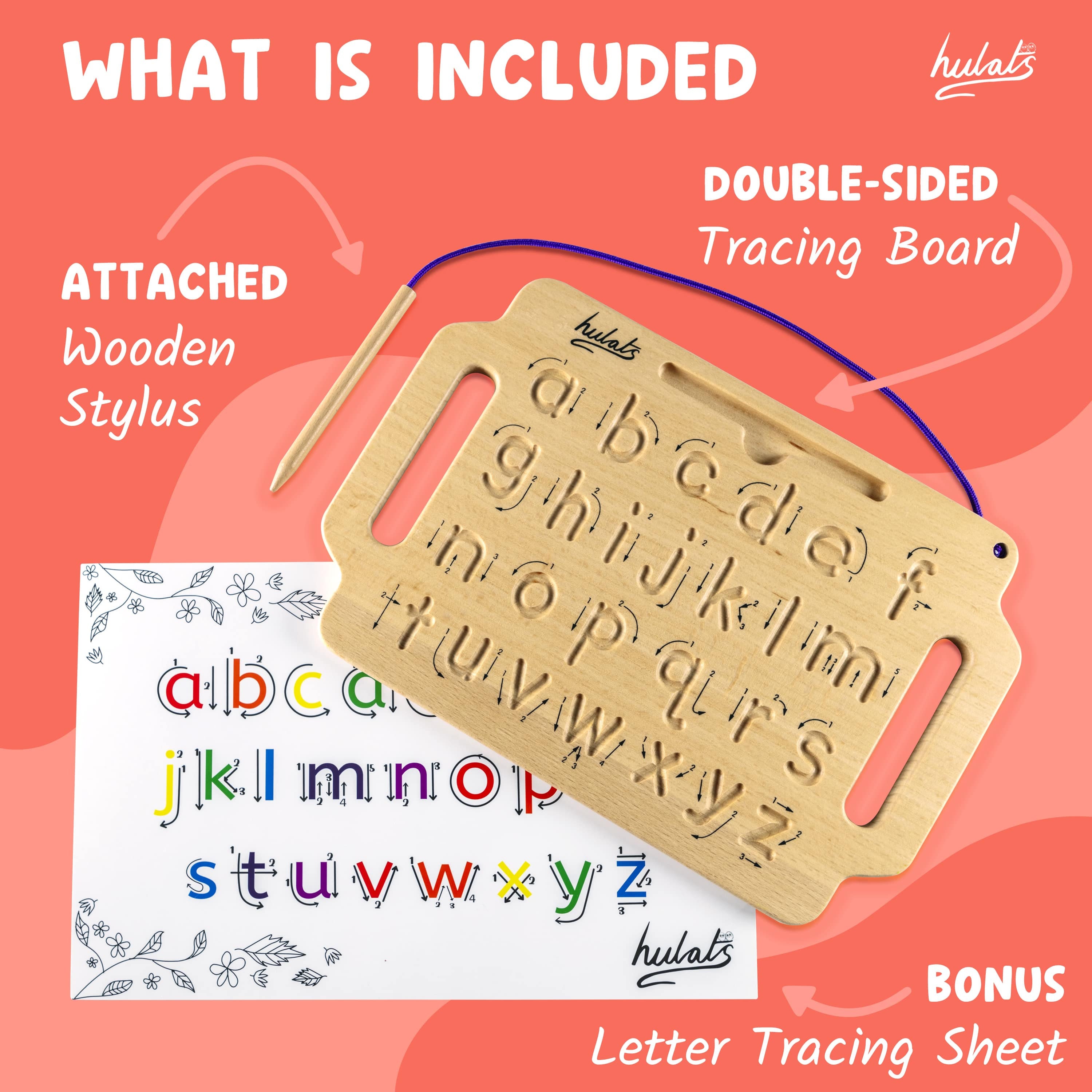 Double-sided Wooden Alphabet Tracing Board, Learn to Write for Toddlers ...